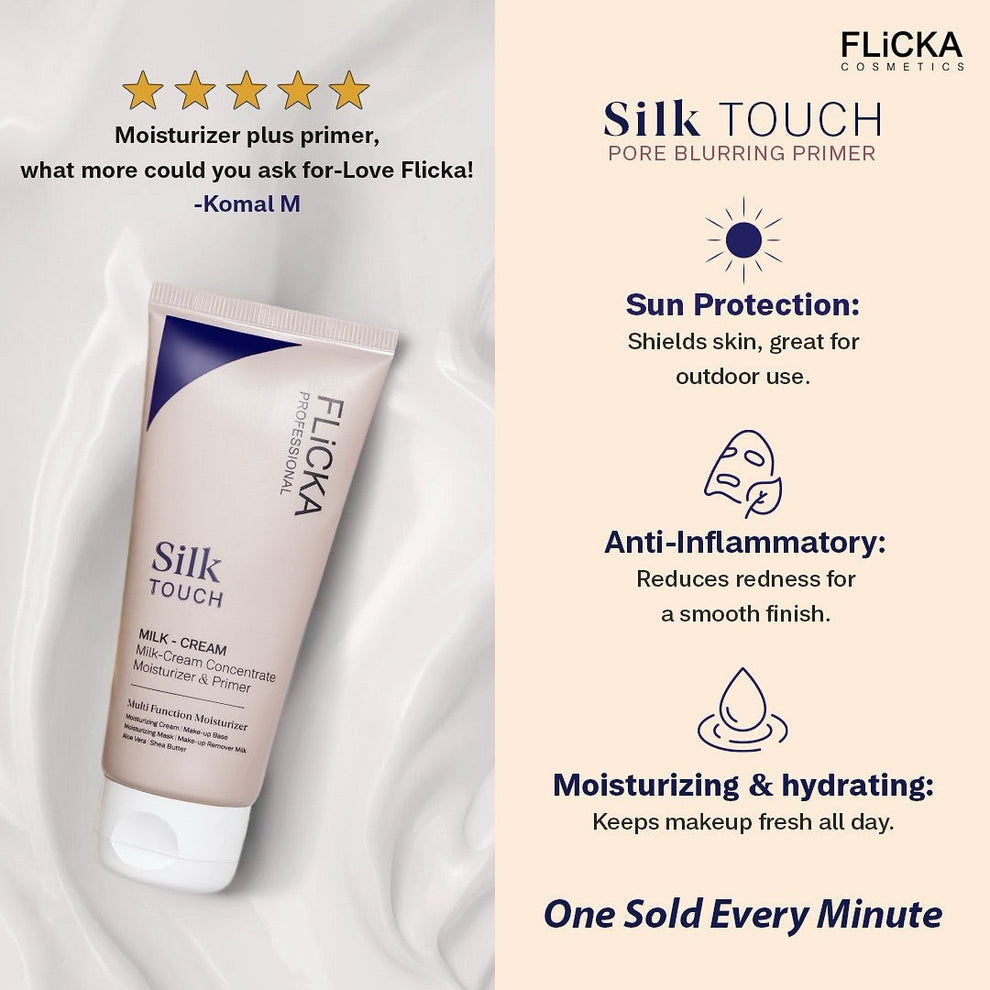 Flicka Silk Touch 3 in 1 Moisturizer and Primer for Face | Long-Lastin ...