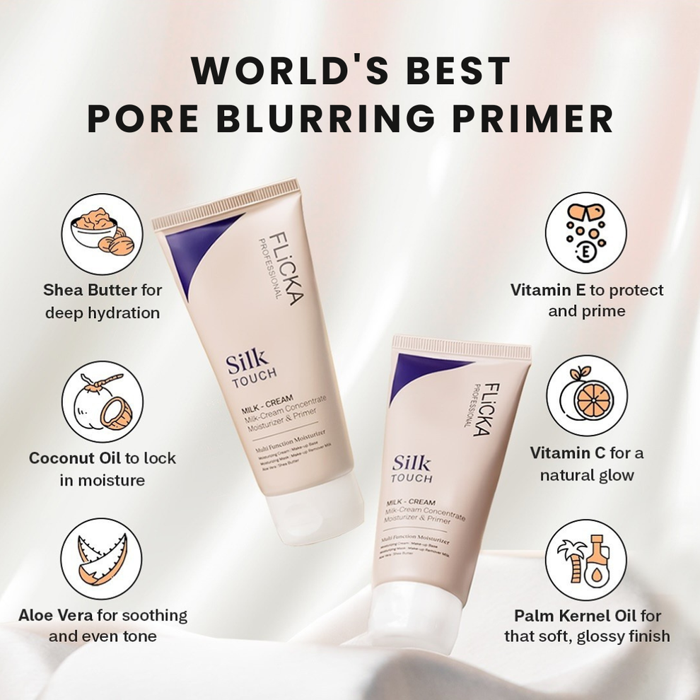 Flicka Silk Touch 3 in 1 Moisturizer and Primer for Face | Long-Lastin ...